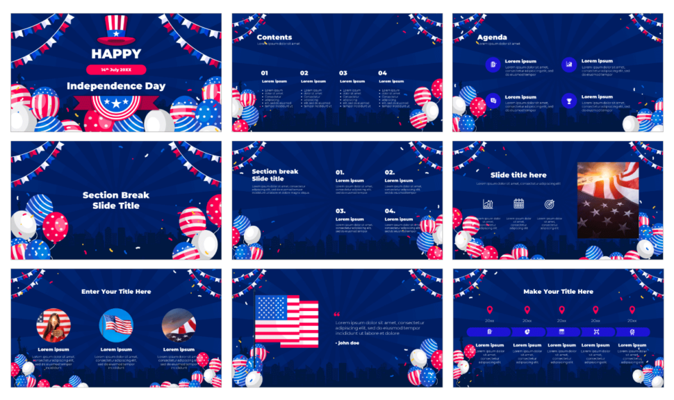 American Independence Day Google Slides Theme PowerPoint Template