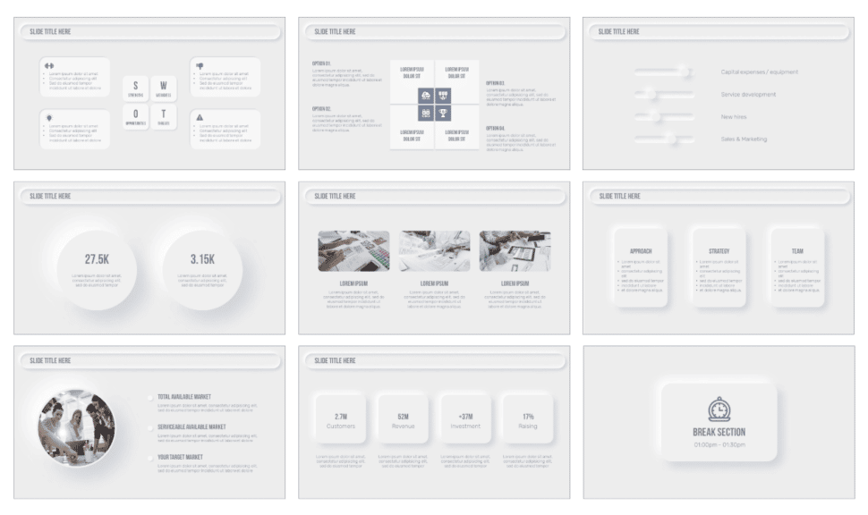 Neumorphism Design Free Google Slides Theme PowerPoint Template