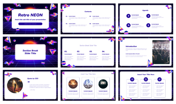 Retro Neon Free Presentation Template - Google Slides and PowerPoint