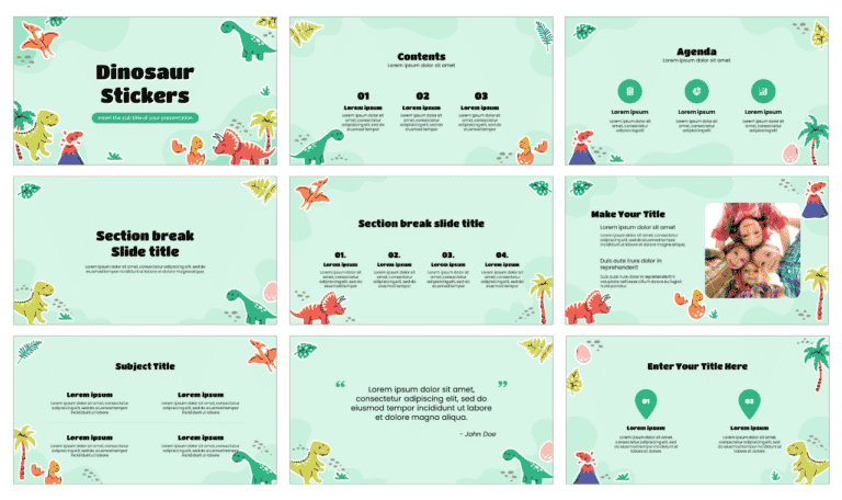 Dinosaur Stickers Free Presentation Template