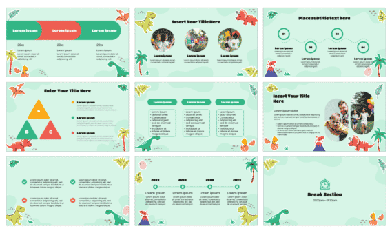 Dinosaur Stickers Free Presentation Template