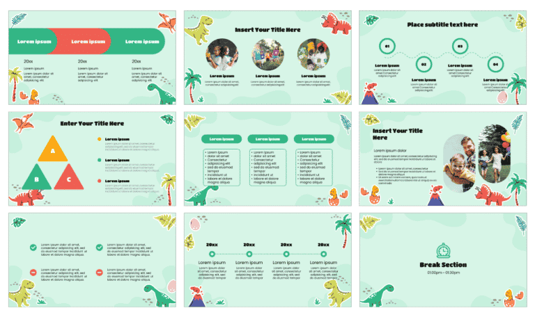 Dinosaur Stickers Free Presentation Template