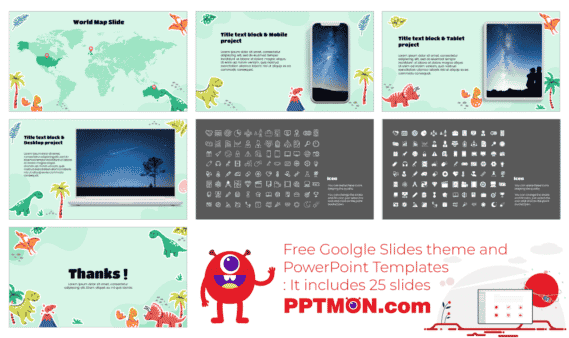 Dinosaur Stickers Free Presentation Template