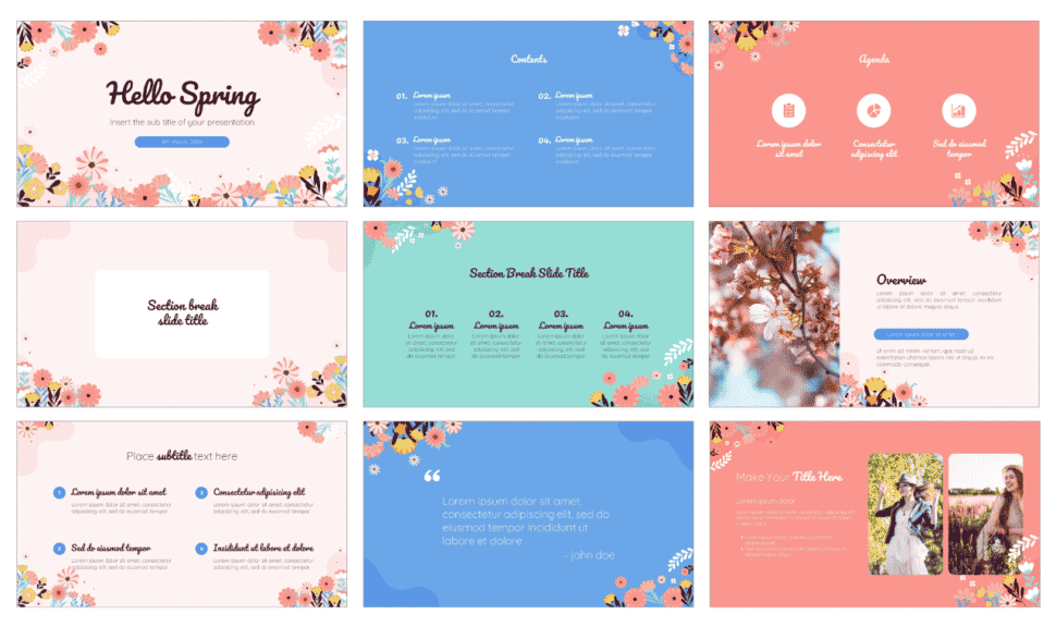 Hello Spring Presentation Template - Google Slides PowerPoint