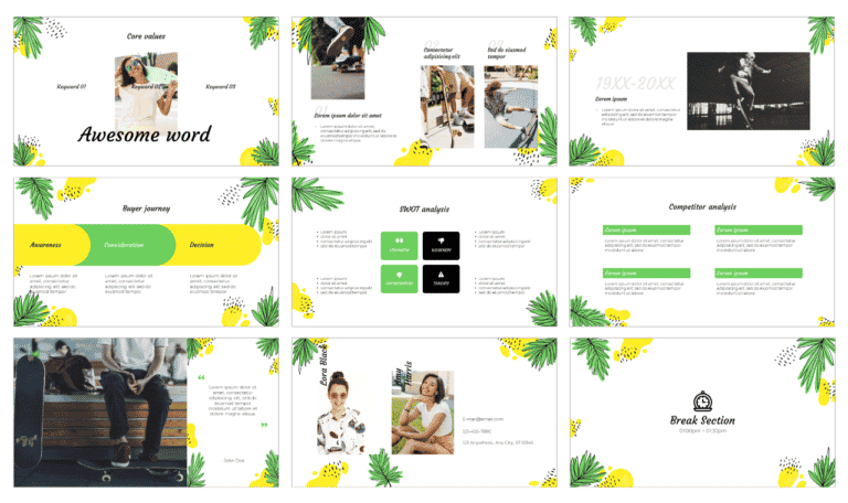 Tropical leaves Free Google Slides Theme PowerPoint Template