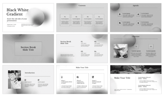 Black White Gradient Free Google Slides and PowerPoint Template