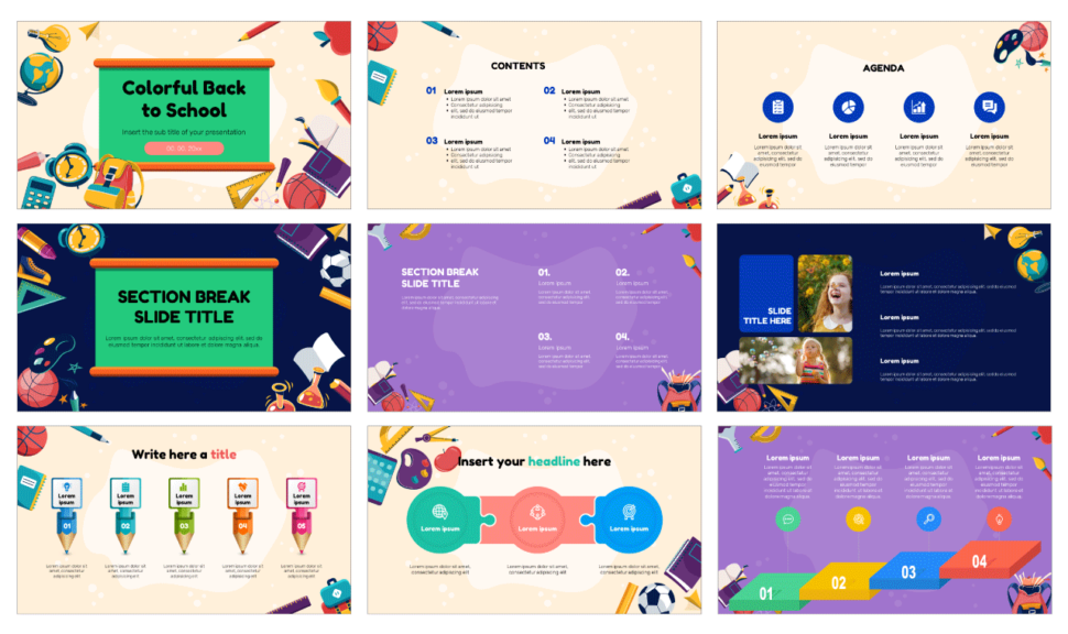 Colorful Back to School Free Google Slides PowerPoint Template