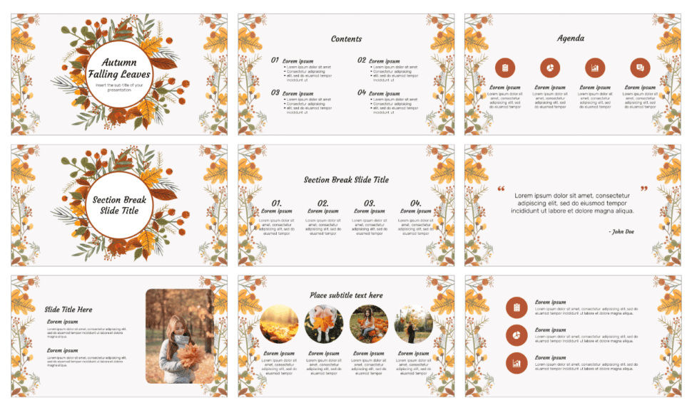 Autumn Falling Leaves Free Google Slides PowerPoint Template