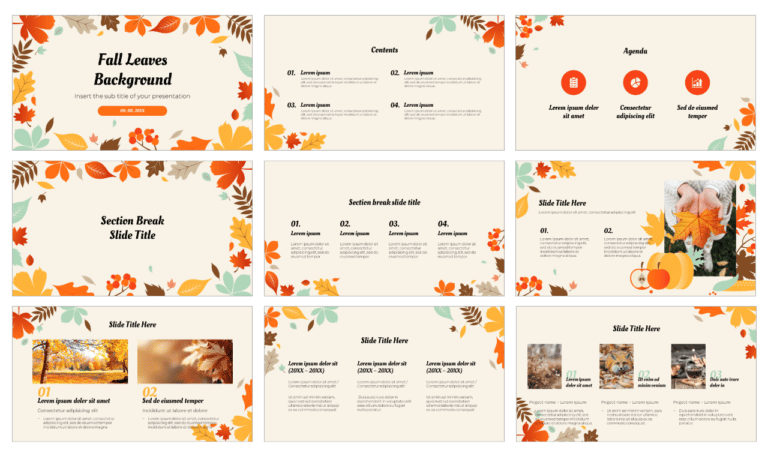 Fall Leaves Background Free Google Slides PowerPoint Template