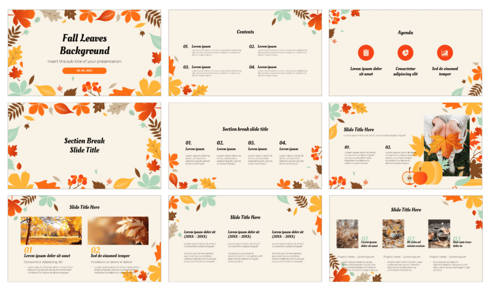 Fall Leaves Background Free Google Slides PowerPoint Template