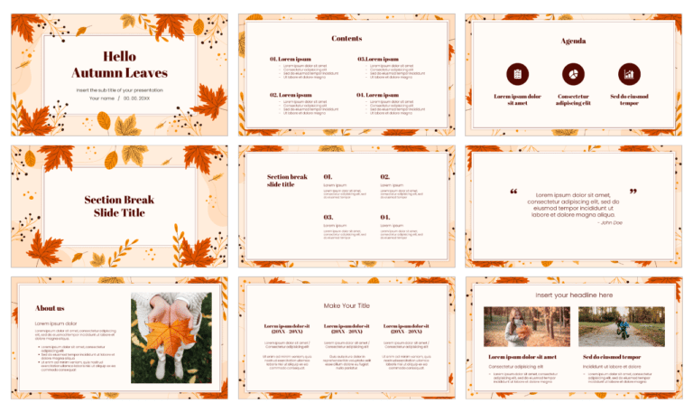 Hello Autumn Leaves Free Google Slides PowerPoint Template