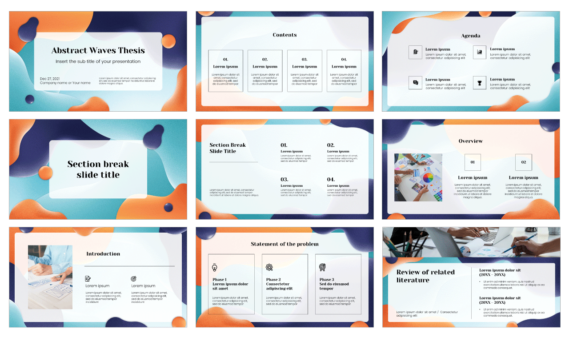 Abstract Waves Thesis Free Google Slides PowerPoint Template