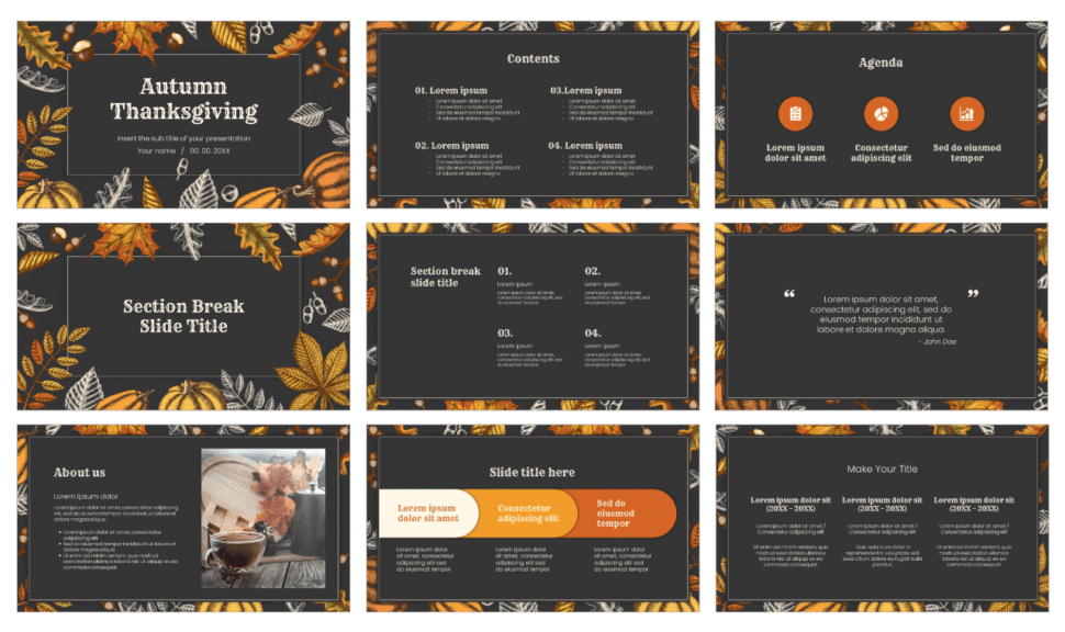 Autumn Thanksgiving MK Plan Google Slides PowerPoint Template