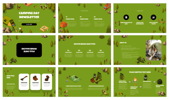Camping Day Newsletter Free Google Slides PowerPoint Template