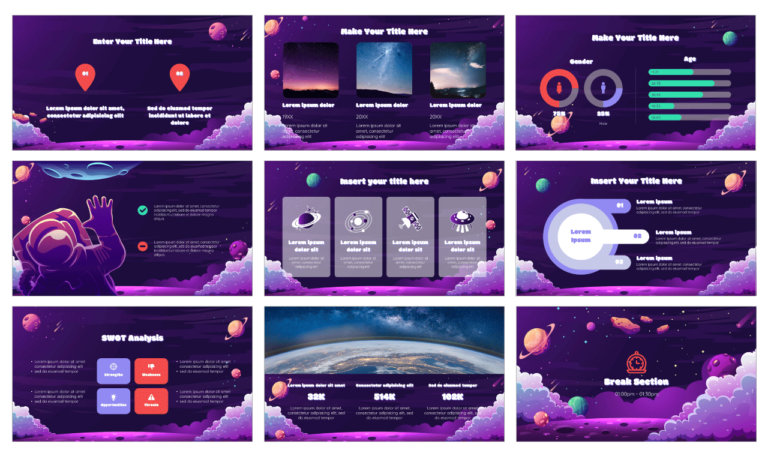 Funny Galaxy Background Google Slides and PowerPoint Template