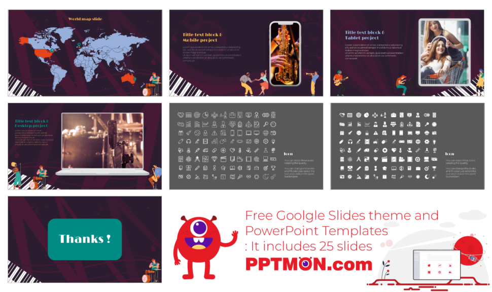 Jazz Live Music Free Google Slides Template PowerPoint Theme