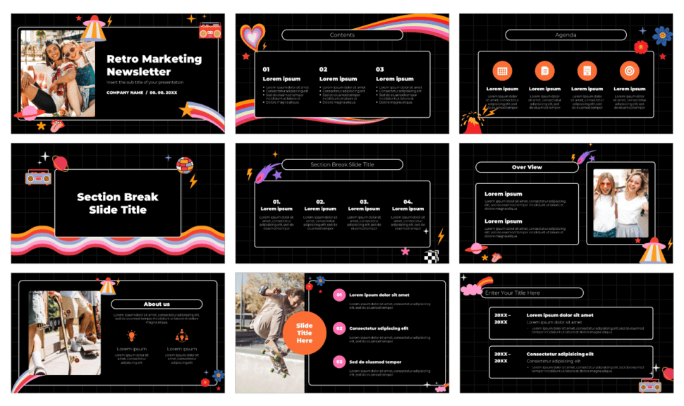 Retro Marketing Newsletter Google Slides PowerPoint Template