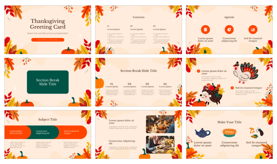 Thanksgiving Greeting Card Google Slides PowerPoint Template