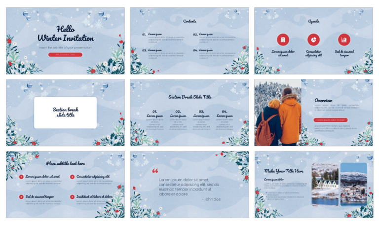 Hello Winter Invitation Free Google Slides PowerPoint Template