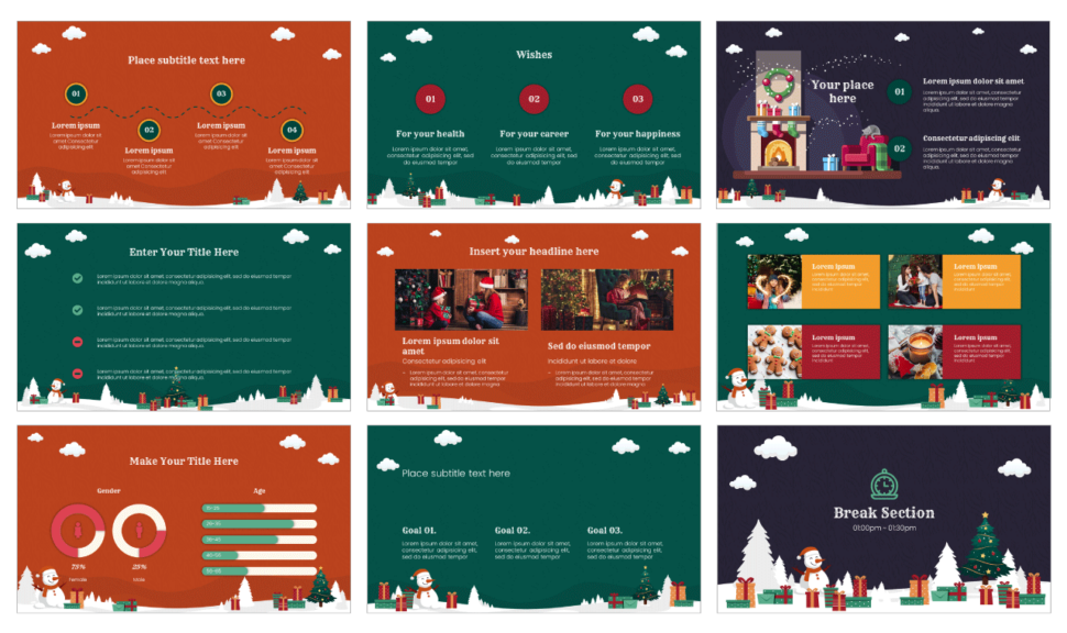Merry Christmas Wishes Design for Google Slides and PowerPoint