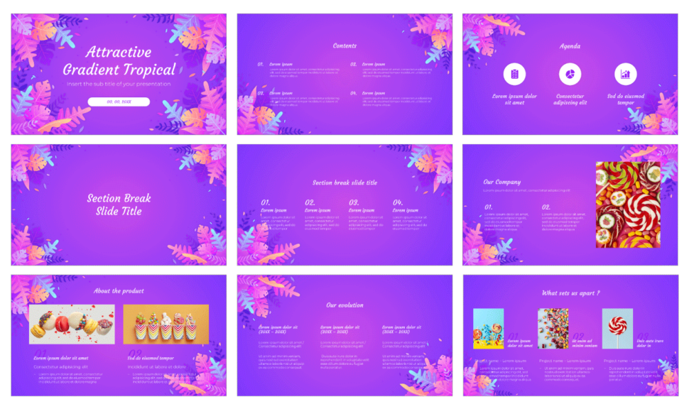 Attractive Gradient Tropical Google Slides PowerPoint Template