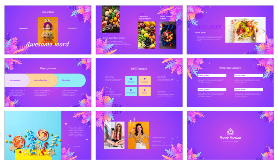 Attractive Gradient Tropical Google Slides PowerPoint Template