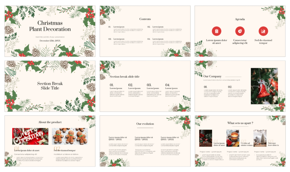 Christmas Plant Decoration Google Slides PowerPoint Template