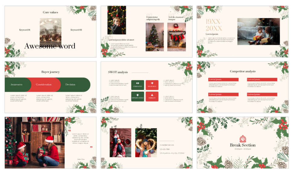Christmas Plant Decoration Google Slides PowerPoint Template