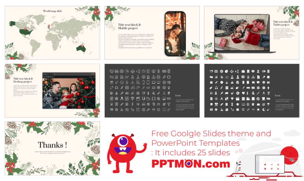 Christmas Plant Decoration Google Slides PowerPoint Template