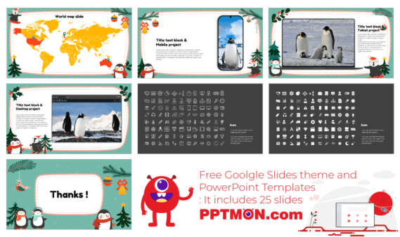 Cute Penguin Design Free Google Slides PowerPoint Templates