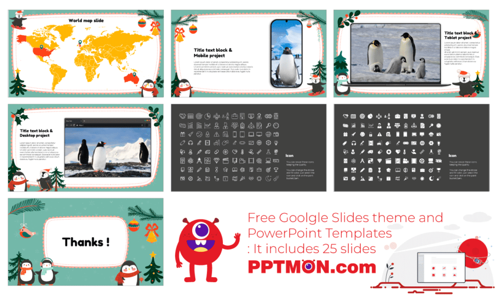 Cute Penguin Design Free Google Slides PowerPoint Templates