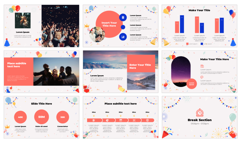 Happy New Year Celebration Google Slides PowerPoint Template