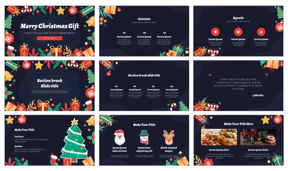 Merry Christmas Gift Free Google Slides PowerPoint Template