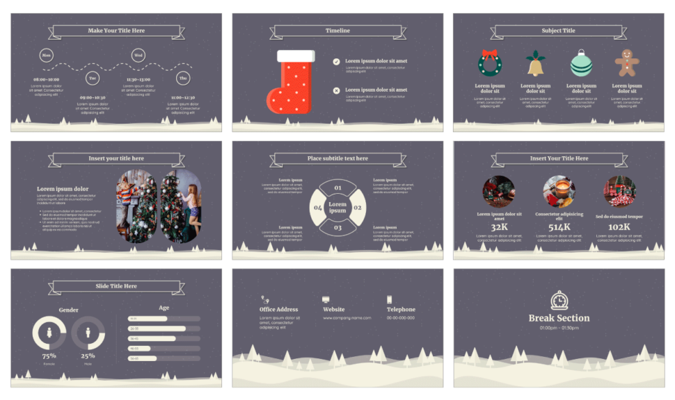 Merry Christmas Greetings Google Slides PowerPoint Template