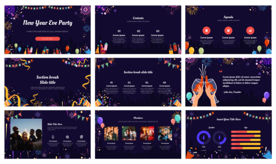New Year Eve Party Free PowerPoint Google Slides Template