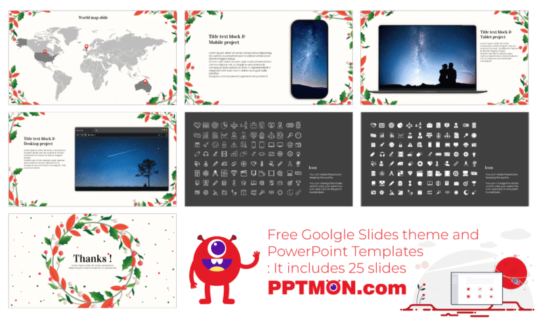 Winter Flower Wreath Free Google Slides PowerPoint Template
