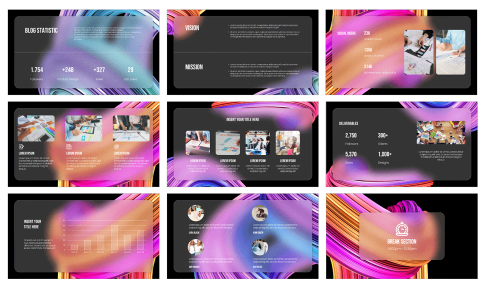 Colorful Twisted Flow Google Slides Theme PowerPoint Templates