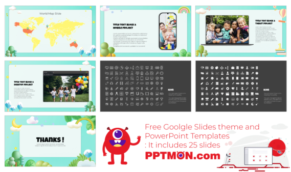 School Subject for Kids Google Slides Theme PowerPoint Template