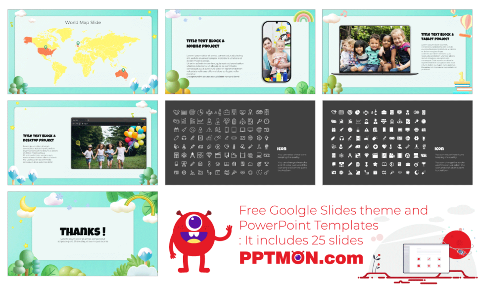 School Subject for Kids Google Slides Theme PowerPoint Template
