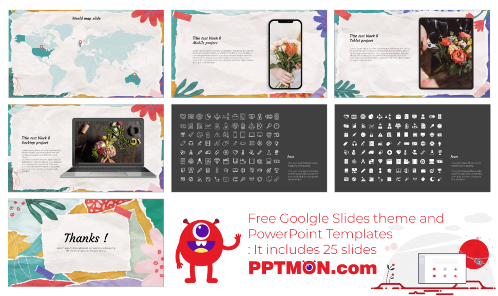 Floral Collage Design Free Google Slides PowerPoint Template