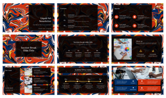 Liquid Art Newsletter Free Google Slides PowerPoint Template
