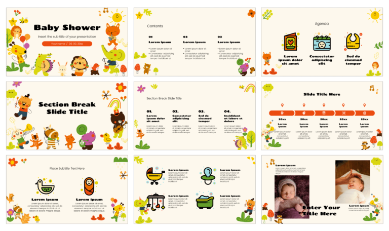 Animal Baby Shower Google Slides Theme PowerPoint Template