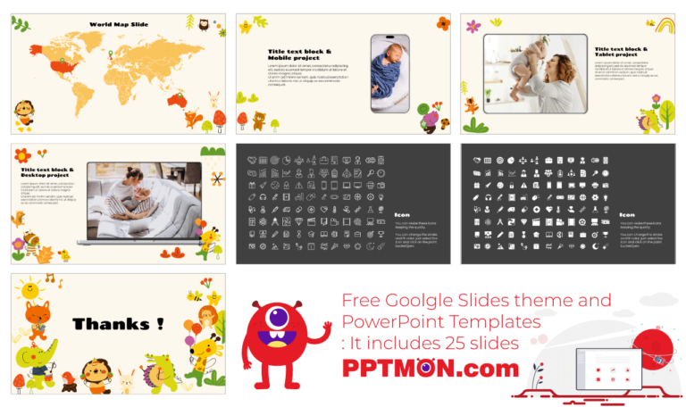 Animal Baby Shower Google Slides Theme PowerPoint Template