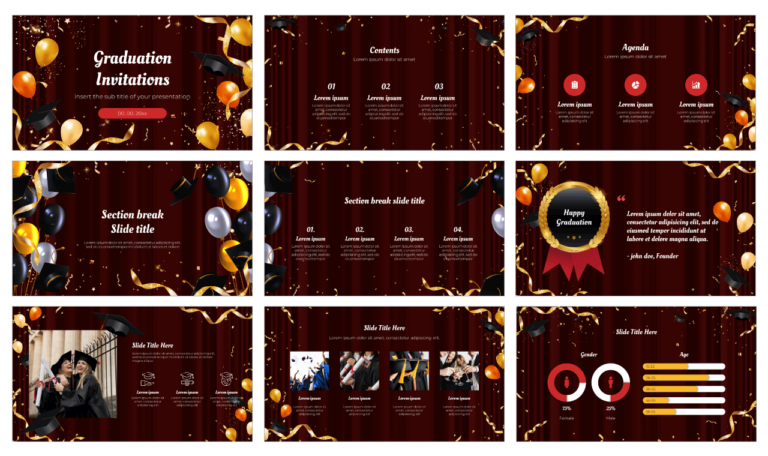 Graduation Invitations Google Slides Theme PowerPoint Template