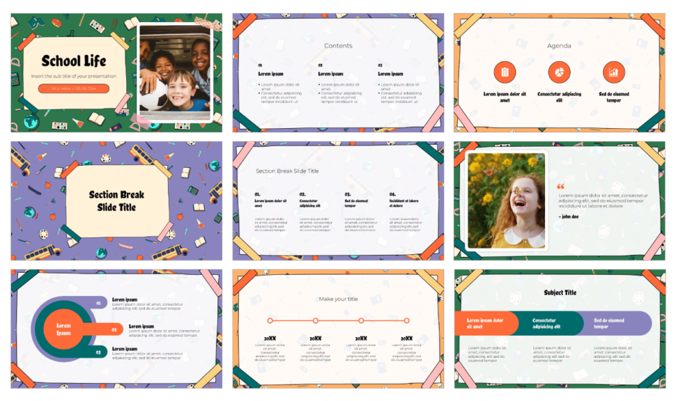 School Life Free Google Slides Theme and PowerPoint Template