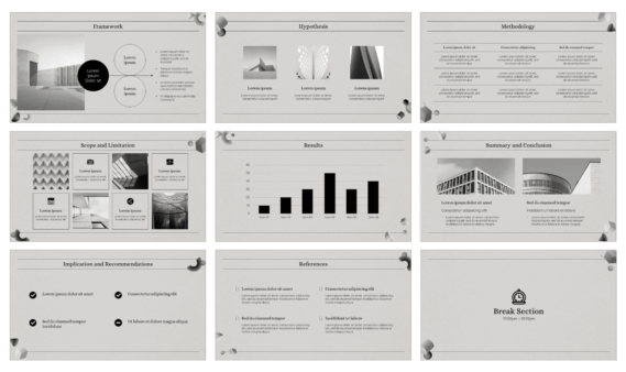 Geometric Grayscale Thesis Google Slides PowerPoint Templates