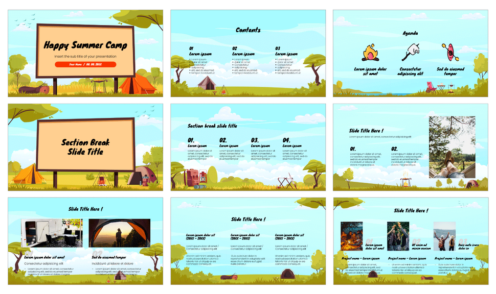 Happy Summer Camp Google Slides Theme PowerPoint Template