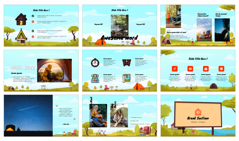 Happy Summer Camp Google Slides Theme PowerPoint Template