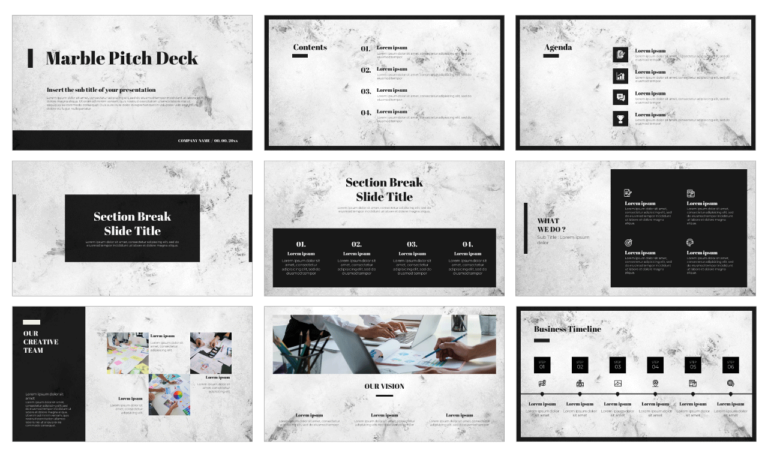 Marble Pitch Deck Google Slides Themes PowerPoint Templates