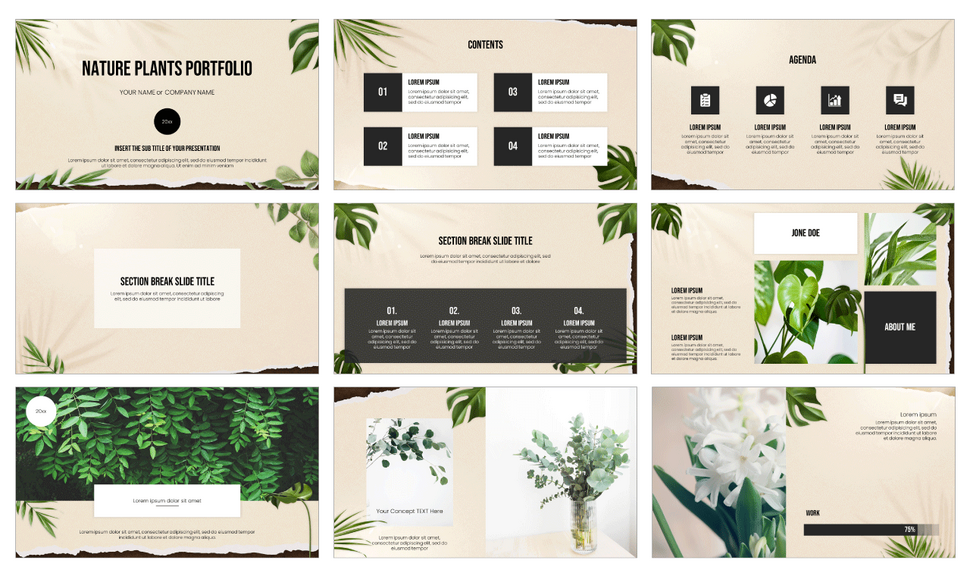 Nature Plants Portfolio Presentation Free Google Slides Templates